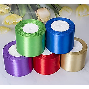 ATRBB 25 Yards 3 Inches Wide Satin Ribbon Perfect for Wedding Satin Chair Sash and Gift Wrapping (Old Gold)