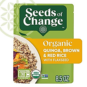 SEEDS OF CHANGE Organic Quinoa, Brown & Red Rice with Flaxseed, Microwaveable Ready to Heat, 8.5 Ounces (Pack of 6)