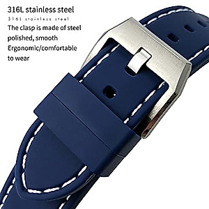 GC GUAN CHAO 20mm 22mm 19mm 21mm Soft Rubber Silicone Watchband Fit for IWC Le Petit Prince PILOT'S WATCHES TOP GUN Mark18 IW3777 IW3270 IW5009 Watch Strap (Blue white line, 22mm)