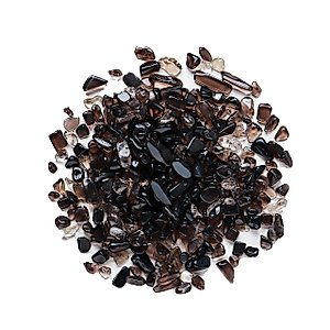 Runyangshi Natural Stones Irregular Shaped Small Tumbled Chip Gravel Crushed Gemstone Home Garden Fish Tank Decoration (Smoky Quartz, 9-12)