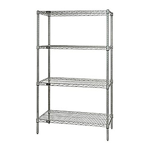 Quantum Storage Systems WR54-1448C Starter Kit for 54" High 4-Tier Wire Shelving Unit, Chrome Finish, 14" Width x 48" Length x 54" Height