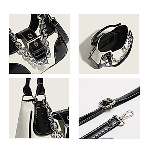XPONNI Y2k Purse with Chain, PU Goth Purse, Y2k Accessories, Small Shoulder Bags for Women Crossbody (white)