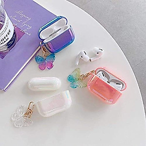 Luxury Liquid Sparkle Case Cover Designed for AirPods Pro 2nd Generation & AirPods Pro 1/ Cute Fashion Hard Shell Skin/Shiny Shock Absorbing Protective Skin with Keychain Penant (Coral Pink)