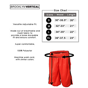 BROOKLYN VERTICAL Pack of 5 Men’s Mesh Athletic Basketball Quick Dry Shorts with Pockets for Gym, Running & Workout (as1, alpha, l, regular, regular, Combo A)