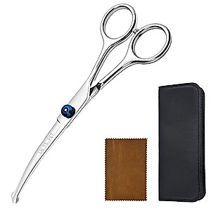LILYS PET 6.5" Right-handed Pet Round-Tip Grooming Stainless steel Safety Grooming for Dogs and Cats (Curved Scissor)