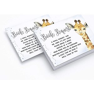 Inkdotpot 30 Books for Baby Shower Request Cards Bring A Book Instead of A Card Giraffe Jungle Animals Baby Shower Invitations Inserts Games