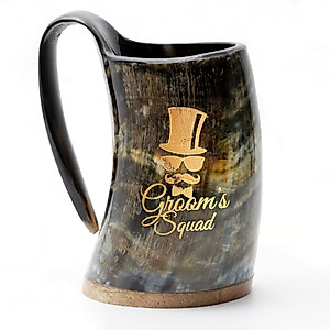 Norse Tradesman Personalized Engraved Viking Drinking Horn Mug - Holiday Themed Designs and Submit Your Text for Engraving - Multiple Tankard Sizes & Engraving Options