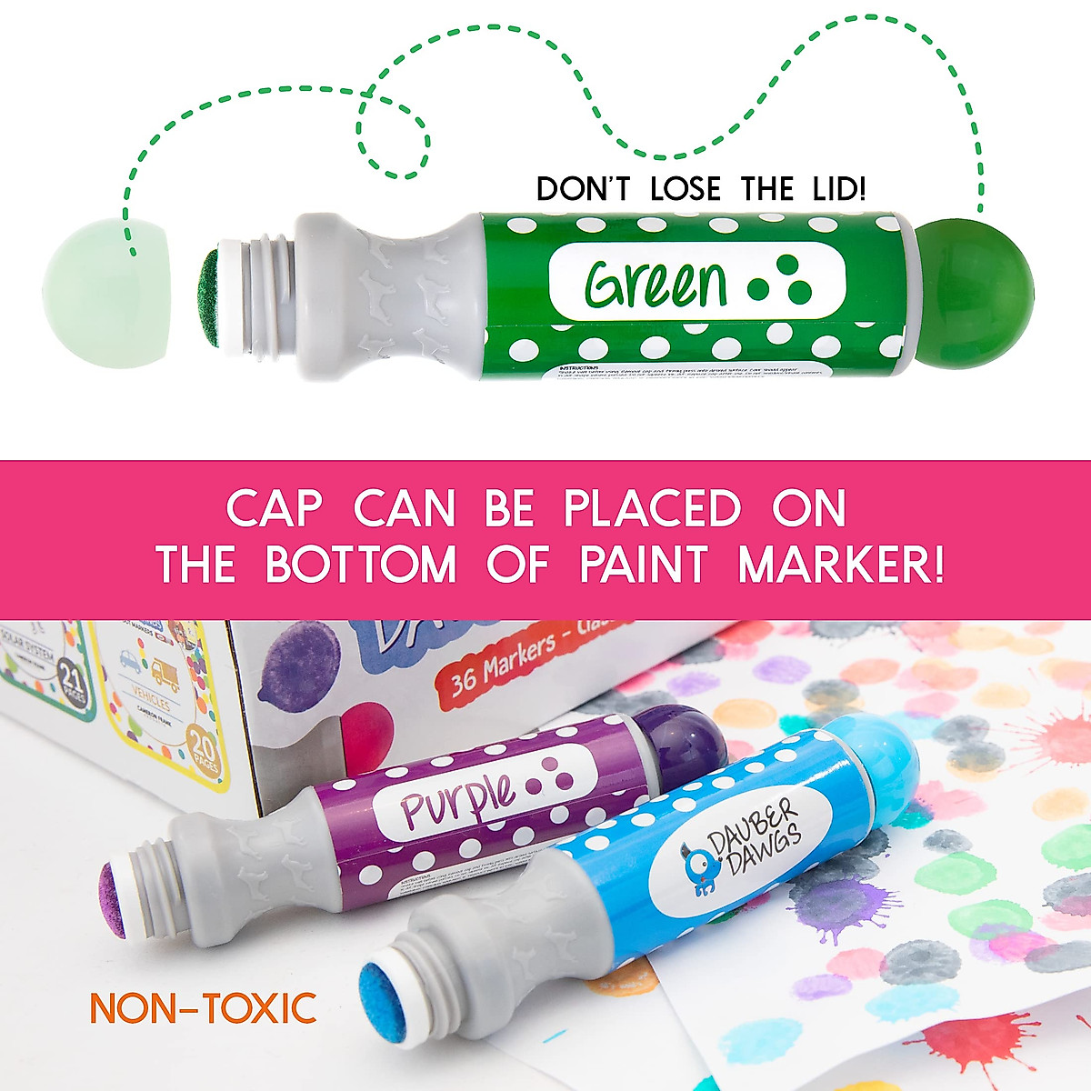 Washable Dot Markers 36 Pack With 118 Activity Sheets For Kids, Gift Set With Toddler Art Activities, Preschool Children Arts Crafts Supplies Kit, Special Holiday Bingo Dabbers Dobbers, Dauber Dawgs