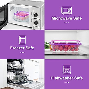 KIGI 6 PACK 40OZ Rectangular Meal Prep Container Plastic Food Containers with Lid