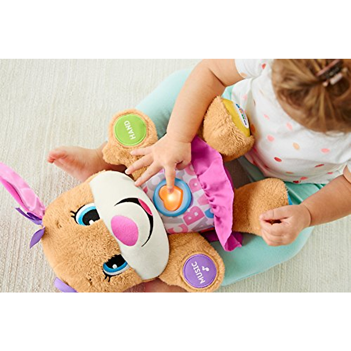 Fisher-Price Laugh & Learn Baby & Toddler Toy Smart Stages Sis Interactive Plush Dog With Music Lights & Learning Content For Ages 6+ Months