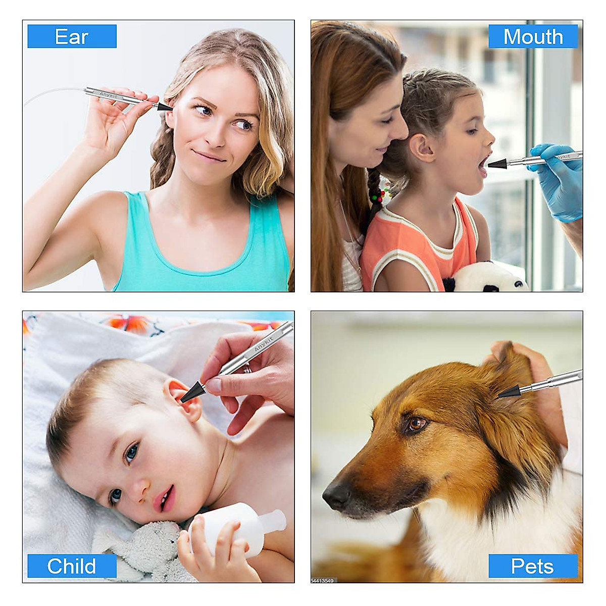 Digital Otoscope with 4.5 Inches Screen, Anykit 3.9mm Ear Camera with 6 LED Lights, 32GB Card, Ear Wax Removal Tool, Specula and 2500 mAh Rechargeable Battery, Supports Photo Snap and Video Recording