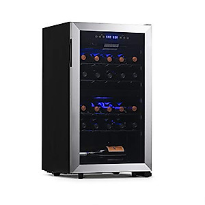 NewAir Wine Cooler and Refrigerator | 28 Bottle Capacity | Freestanding/Built-in Countertop Wine Cellar in Stainless Steel with UV Protected Glass Door NWC028SS01