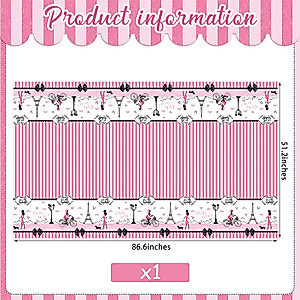 Irenare Paris Theme Tablecloth Paris Princess Theme Party Decorations Day in Paris Plastic Table Covers Table Decoration Ooh La La Pink Table Cloth for Girls Birthday Party Baby Shower (1 Piece)