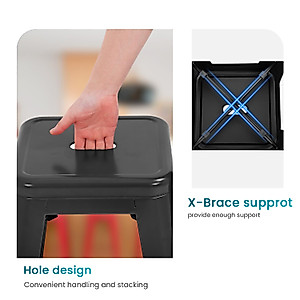 PayLessHere 24 Inch Metal Bar Stools Set of 4 Metal Stackable Stools Metal Bar Stools Backless Metal Counter Bar Stools Metal Dining Chairs for Indoor Outdoor