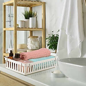 Wenqik 6 Pack Plastic Basket 10.24 x 6.5 x 2.36 Inch Small Plastic Storage Bins Rectangle Plastic Organizer Tray Classroom Containers for Organizing Shelves Home Desks Snack Cosmetics Crafts (White)