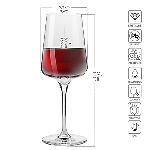 Krosno Wine Glasses Set | 6x white and sparkling wine glasses 13.5 oz + 6x red wine glasses 16.9 oz | Elegant design | Crystal Glass | Ideal for home, restaurant and party | Dishwasher safe