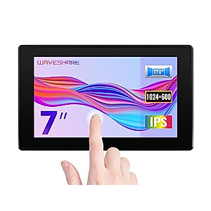 Waveshare 7inch Capacitive Touch Screen LCD (H) with Case, Compatible with Raspberry Pi 5/4B/3B/Zero/Zero W/Zero 2W/Pico/Pico W/Pico WH, 1024×600, HDMI, IPS