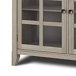 Solid Wood Storage Cabinet with Tempered Glass Doors, Multi Functional Sideboard with Adjustable Shelf for Living Room, Bedroom and Kitchen, Entryway Shoe Organizer in Distressed Grey