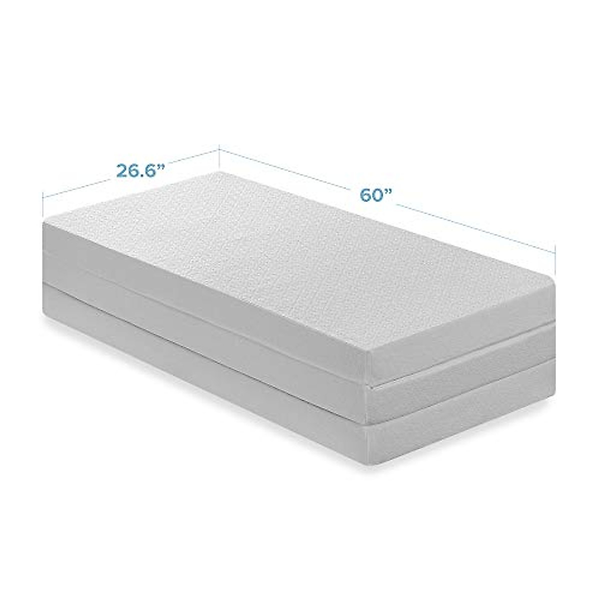 Best Price Mattress 4 Inch Trifold Memory Foam Mattress Topper with Cover, CertiPUR-US Certified, Queen,White