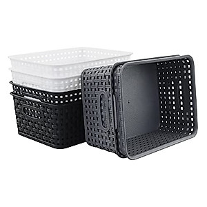 Parlynies 6-Pack Organization Baskets, Plastic Storage Basket Set, T