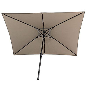 C-Hopetree Rectangular Outdoor Patio Market Table Umbrella with Tilt 6.5 x 10 ft, Taupe