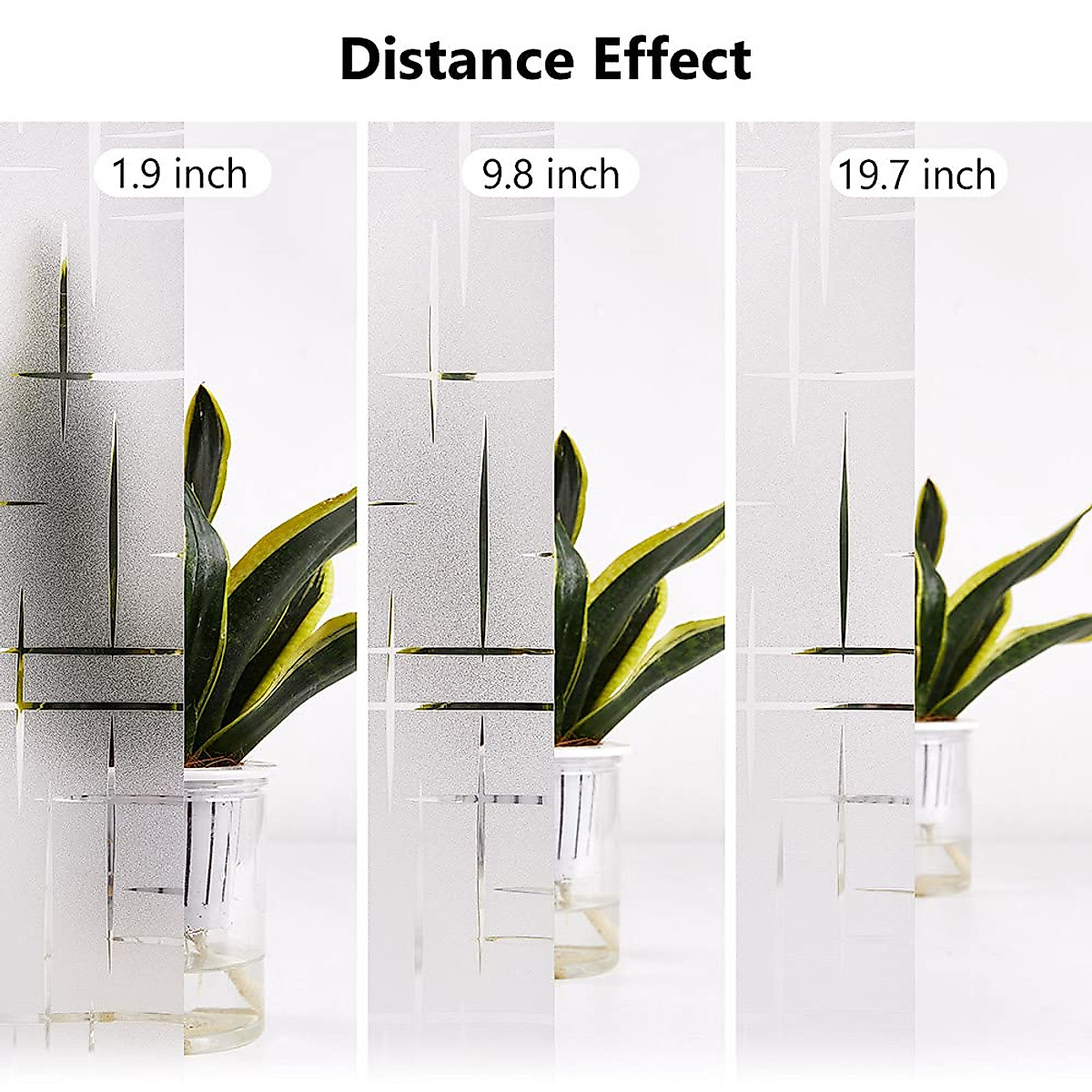 NINETREX Frosted Window Privacy Film,Window Cling Privacy Film, Decorative Glass Static Cling Non-Adhesive Vinyl Removable for Home Office Cross Pattern,17.5 x 78.7Inches