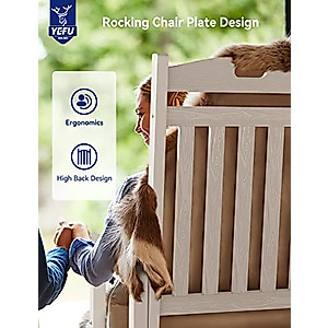 YEFU Outdoor Rocking Chair with Thin Cushion, Adirondack Chair for Indoor and Outdoor, Used in Patio, Fire Pit, Deck, Garden, Campfire Chairs(White Chair+Gray Cushion)