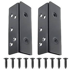 ITROLLE 2PCS Bed Frame Hardware Bed Post Double Hook Slot Hardware Attachment Bracket Bed Rail Hooks Plates Heavy Duty Bed Post Double Pin Hook Slot Bracket, Black