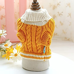 HOUKAI Small Dog Cat Knited Sweater Dog Jumper with Puppy Hoodie Winter Warm Clothes Apparel (Color : Yellow, Size : XL Code)