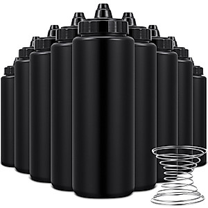 Hushee 12 Pcs 32oz Squeeze Water Bottles Bulk BPA Free Sports Water Bottles Reusable Cycling Football Baseball Hockey Water Bottle with Wire Whisk Included