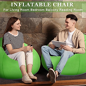 Realspring 2 Pcs Bean Bag Chairs for Adults Kids Inflatable Chairs with Electric Air Pump Blow up Chair Inflatable Lazy Sofa Folding Portable Inflatable Chair for Living Room Bedroom(Green)