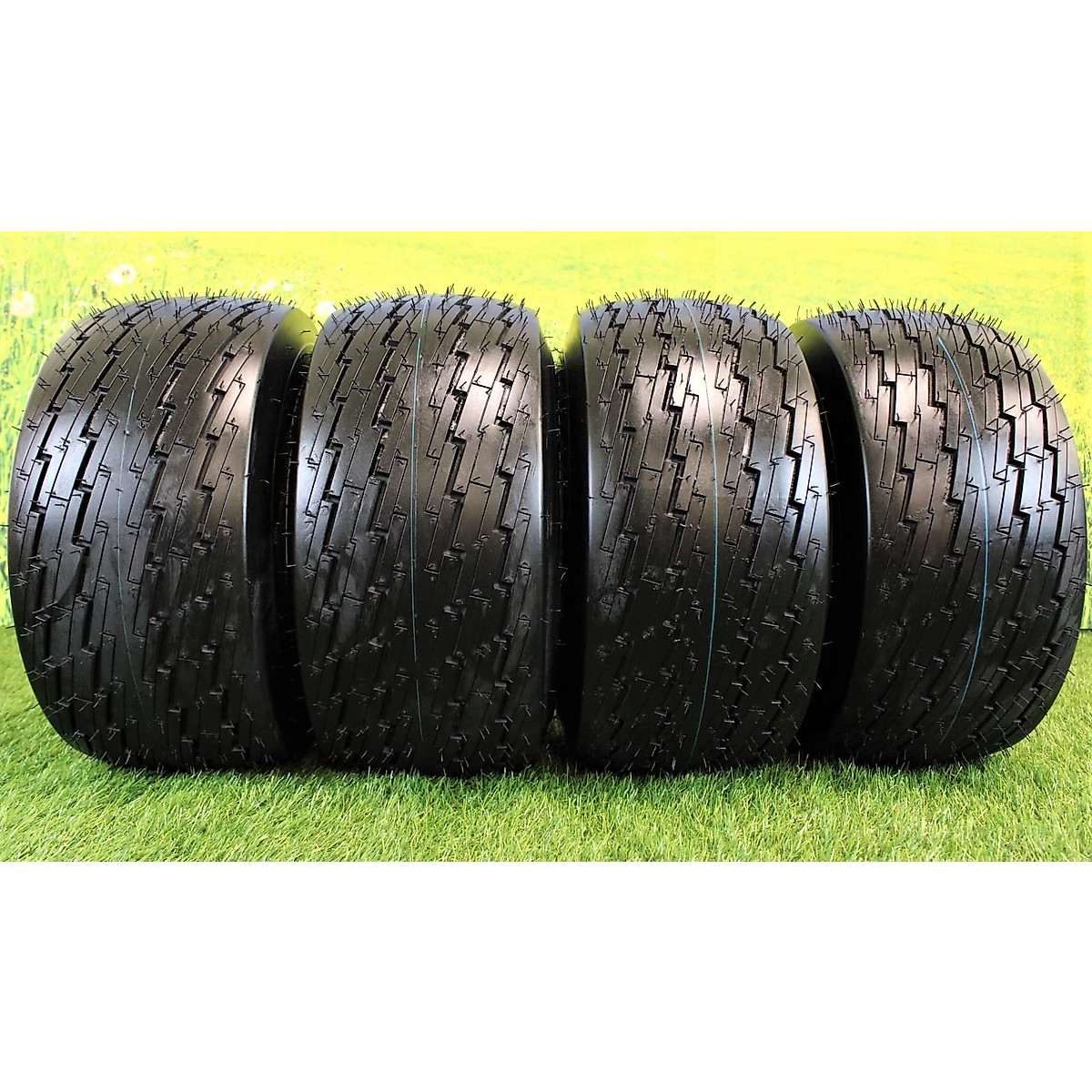 Antego Tire & Wheel 18x8.50-8 Tires on 8x7 Steel Wheels White Assemblies for Golf Carts and Lawn Mowers (Set of 4)