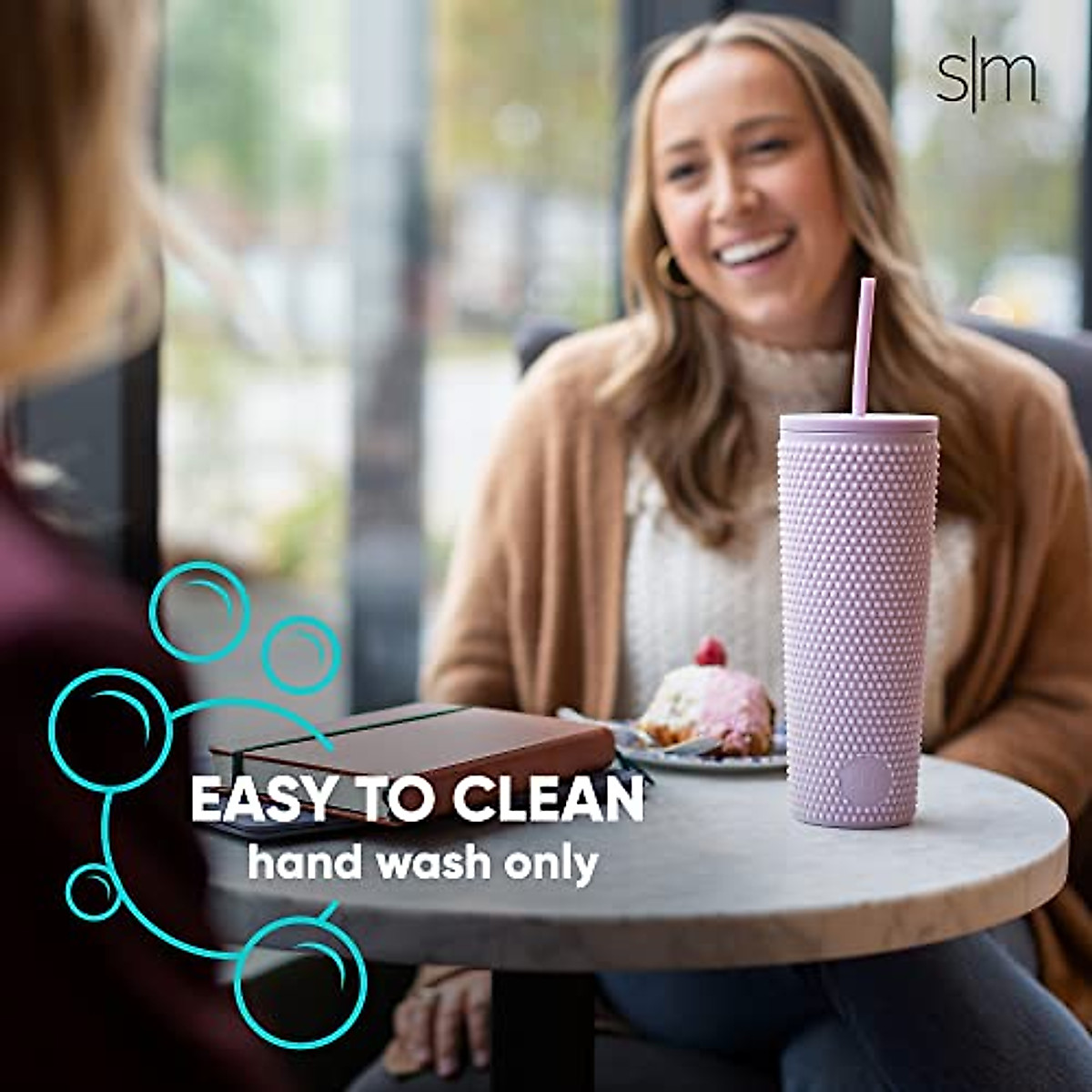 Simple Modern Plastic Matte Studded Tumbler with Lid and Straw | Reusable BPA Free Iced Coffee Cups Double Wall Smoothie Cup | Gifts for Women Men Him Her | Classic Collection | 24oz | Winter White