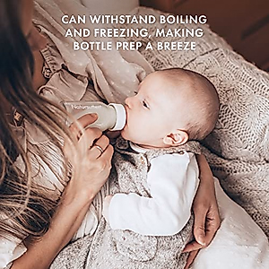 Natursutten Anti-Colic Glass Baby Bottle 2-Pack - 8 oz, 4 oz Bottles for Breastfeeding Babies - Newborn Bottles Set: Natural Rubber Slow-Flow Bottle Nipples, Seals, Valves, Baby Bottle Caps (4 Ounce)