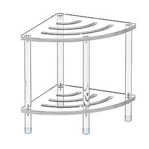 Sumerflos Acrylic Corner Shower Stool for Inside Shower - Clear Shower Bench With Storage Shelf for Shaving Legs Heavy Duty Waterproof Non-Slip Easy Assemble Modern