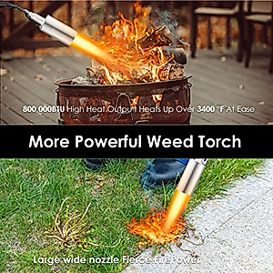 Propane Torch Weed Burner Propane Weed Torch with Turbo Trigger Push Button Igniter,Blow Torch High Output 800,000 BTU Heavy Duty Flamethrower with 9.8FT Hose for Garden Weeds,Ice Snow,Roof,Charcoal