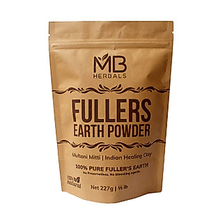 MB Herbals Fullers Earth Powder 8 oz | 0.5 lb | Fuller's Earth Powder | Multani Mud Mitti | Indian Healing Clay | Bentonite Clay | 100% Pure No Added Fragrance | Natural Face Pack