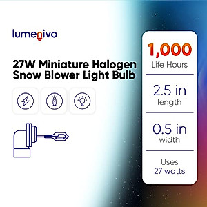 Replacement for Ariens 00432600 Snow Blower by Lumenivo - 27W Miniature Halogen Snow Blower Light Bulb with Plastic Right Angle Prefocus Base - Clear - 12.8V - 1 Pack