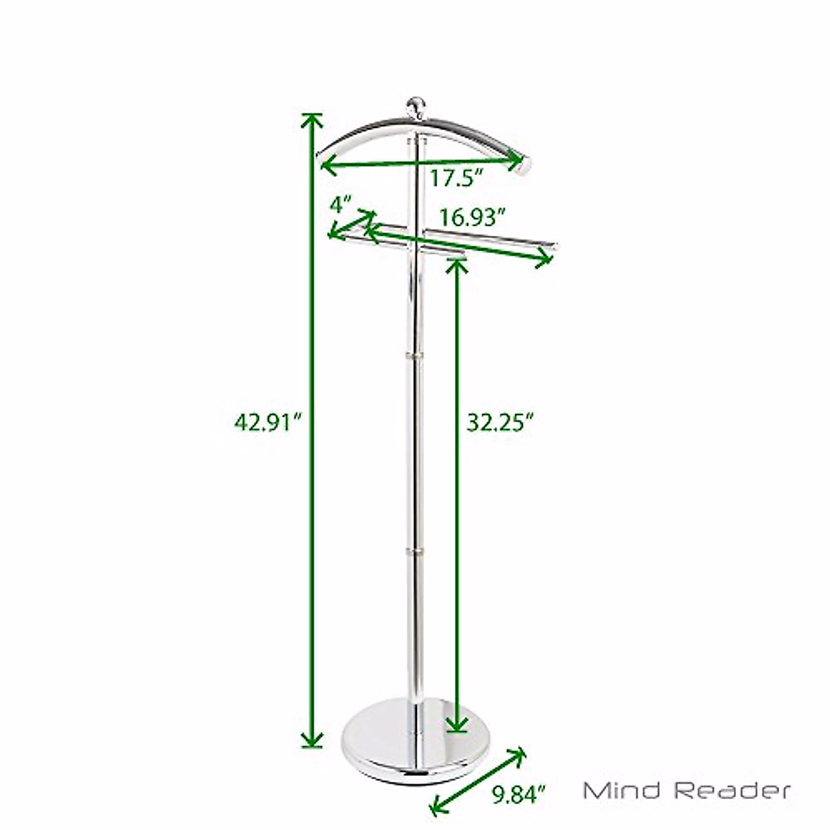Mind Reader Stainless Steel Valet Suit Rack Stand, Silver
