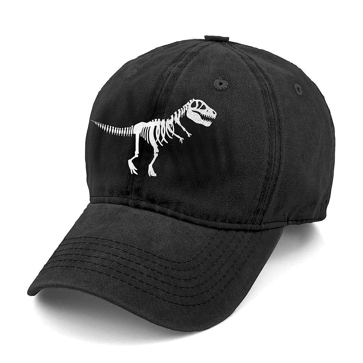 Unisex T Rex Skeleton Dinosaur Denim Hat Adjustable Washed Dyed Cotton Dad Baseball Caps