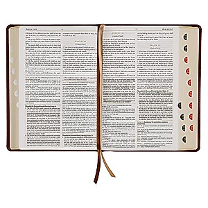 KJV Study Bible, Large Print Faux Leather - Thumb Index, King James Version Holy Bible, Art Nouveau Framed Saddle Tan