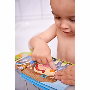 HABA Animal Wash Day - Magic Bath Book - Wipe with Warm Water and the "Muddy" Pages Come Clean