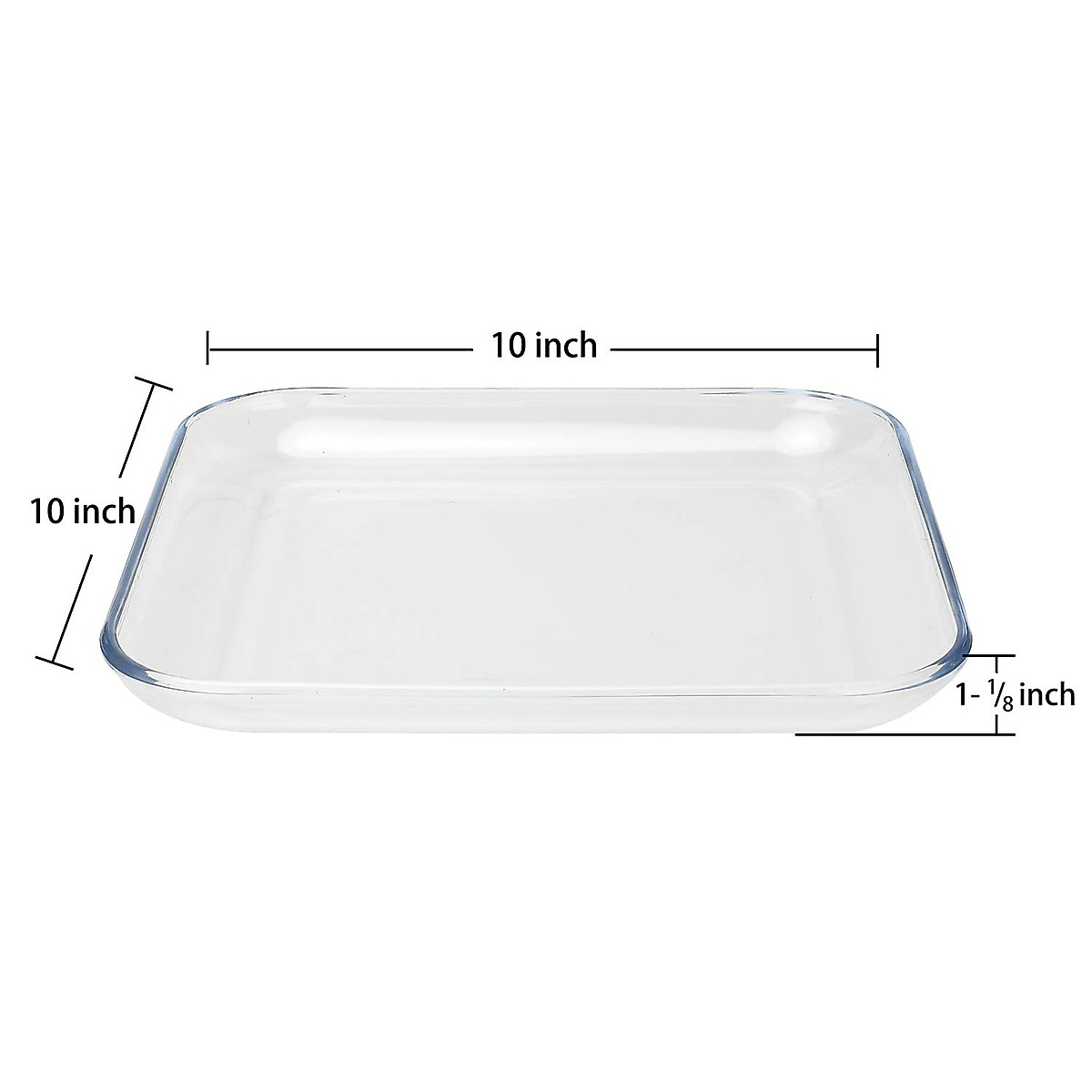 FOYO Oven Basics Glass Plate Set, Square Tempered Glass Serving Plates Pie Plate Salad Plates - 10" Diameter(Set of 2)