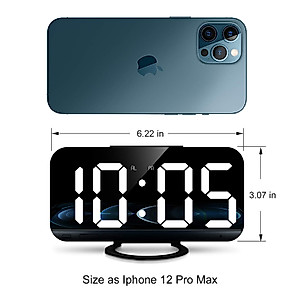 Lamisola Digital Alarm Clock, Large LED Mirror Display,2 USB Charging Ports,Auto Adjustable Brightness,Aesthetic Modern Clocks for Bedroom Living Room Office,Black