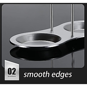 Anller Stainless Steel Standing Spoon Rest with two resting Dishes, Double Spoon Racks, Upright Ladle Holder, Silver