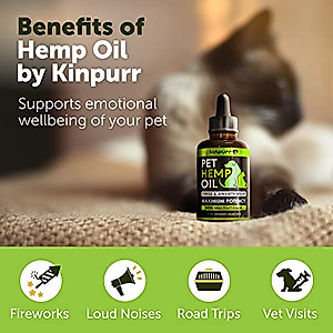 Pet Hemp Oil Drops Treats for Dogs and Cats - Anxiety, Stress, Pain - Calming Aid - Hip and Joint Support Relief -and Skin Health - Rich in Omega 3-6-9 - Made in USA, (2 Pack)