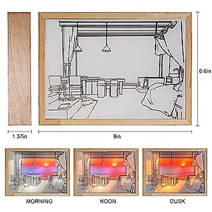 JANARARY Decorative Lamp on Desk, Warm Seaside Design Desktop Illustration Light, USB Low Power Desk Lamp with Morning/Afternoon/Sunset 3 Modes