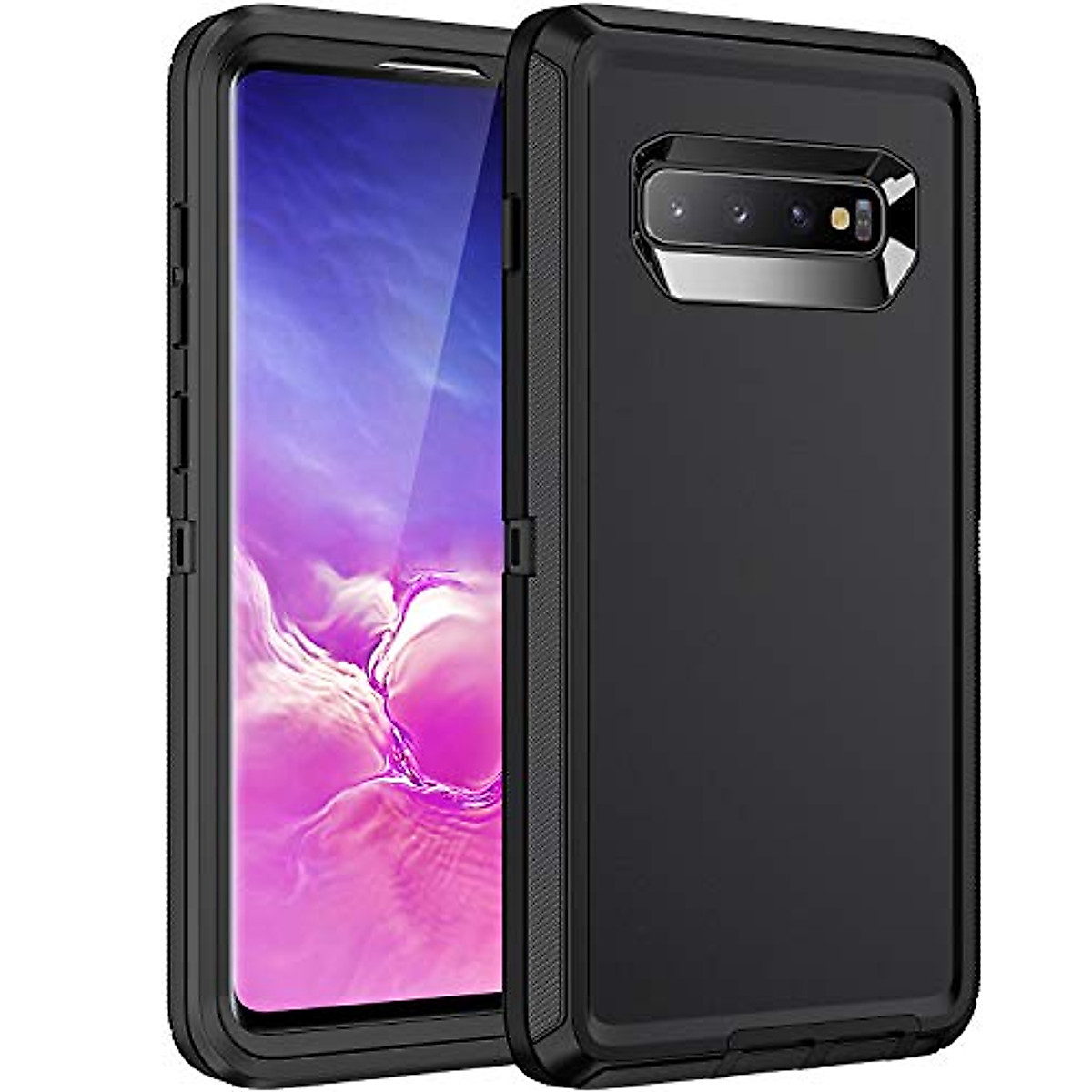 Regsun for Galaxy S10 Plus Case,Shockproof 3-Layer Full Body Protection [Without Screen Protector] Rugged Heavy Duty High Impact Hard Cover Case for Samsung Galaxy S10 Plus,Black