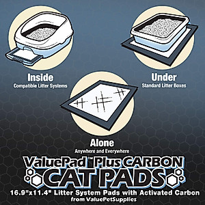 ValuePad Plus Cat Litter Pads, 16.9x11.4 Inch, Carbon, 25 Count - Breeze Compatible Refills - Quick-Dry, Super Absorbent Gel Cat Pads