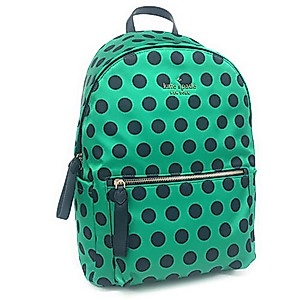 Kate Spade New York Large Nylon Backpack Chelsea Delightful Dot (Green & Navy)